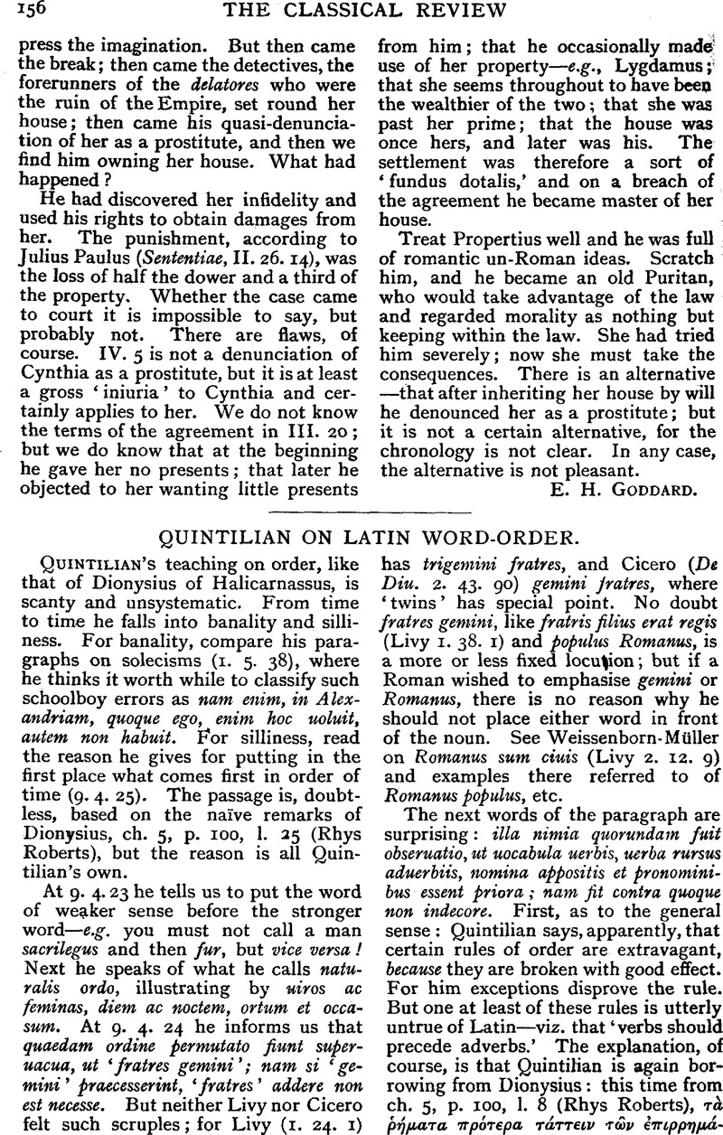 Quintilian on Latin Word-Order | The Classical Review | Cambridge Core