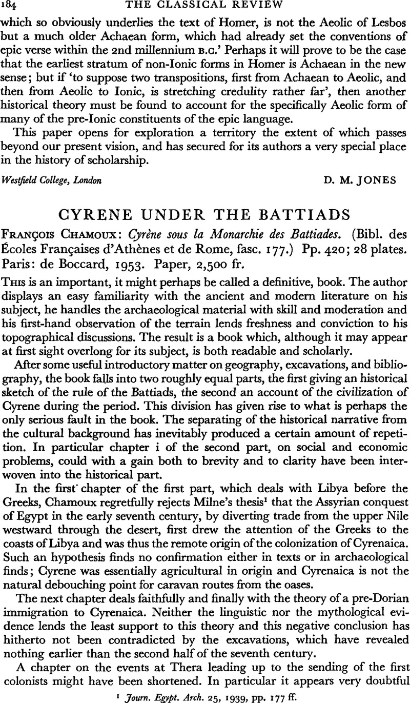 Cyrene Under the Battiads - François Chamoux: Cyrène sous la Monarchic ...
