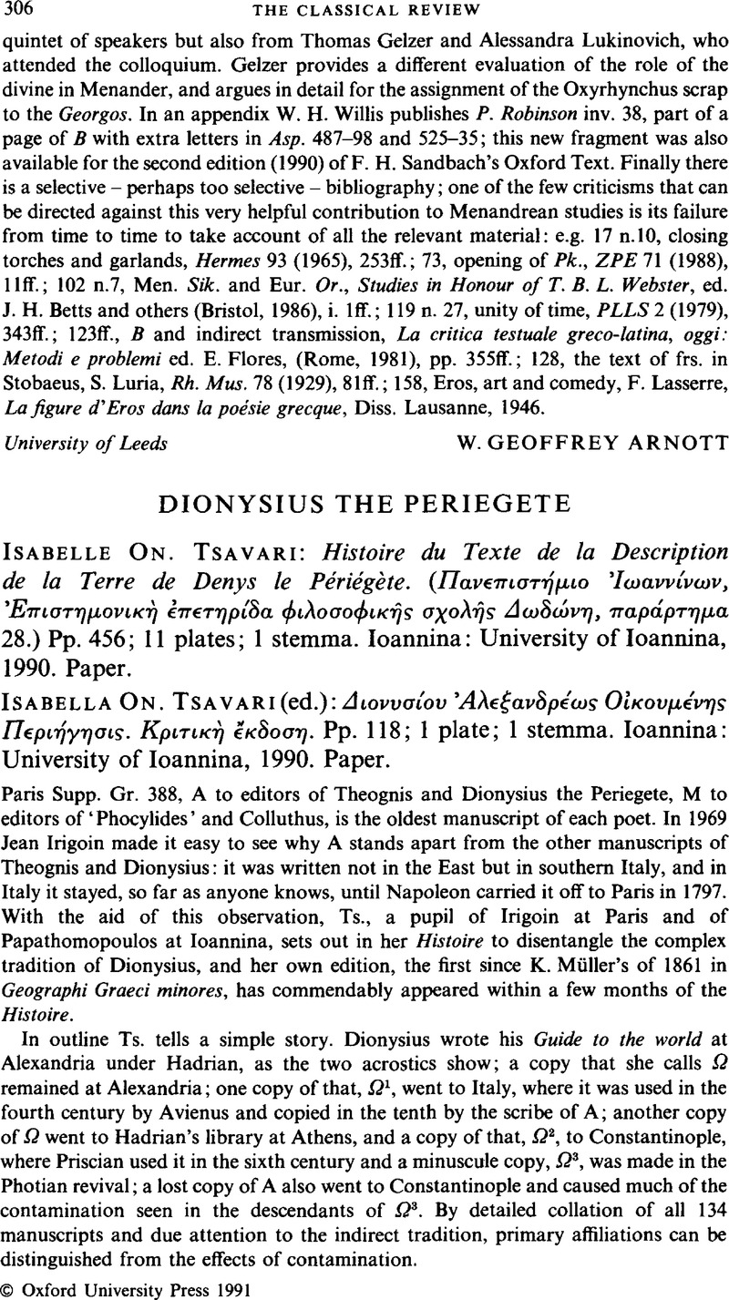 Dionysius the Periegete - Isabelle On Tsavari: Histoire du Texte de la ...
