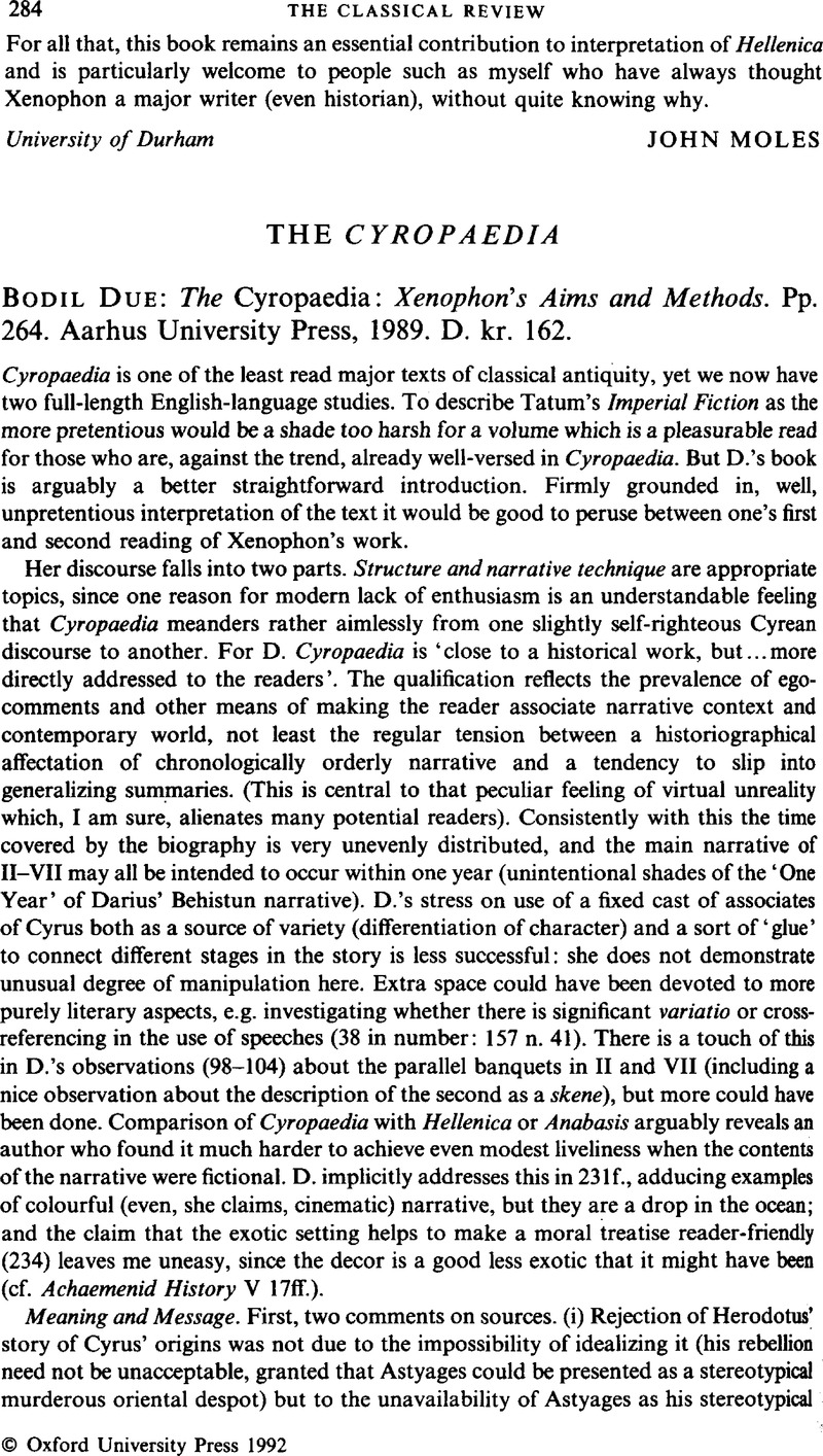 The Cyropaedia - Bodil Due: The Cyropaedia: Xenophon's Aims and Methods ...