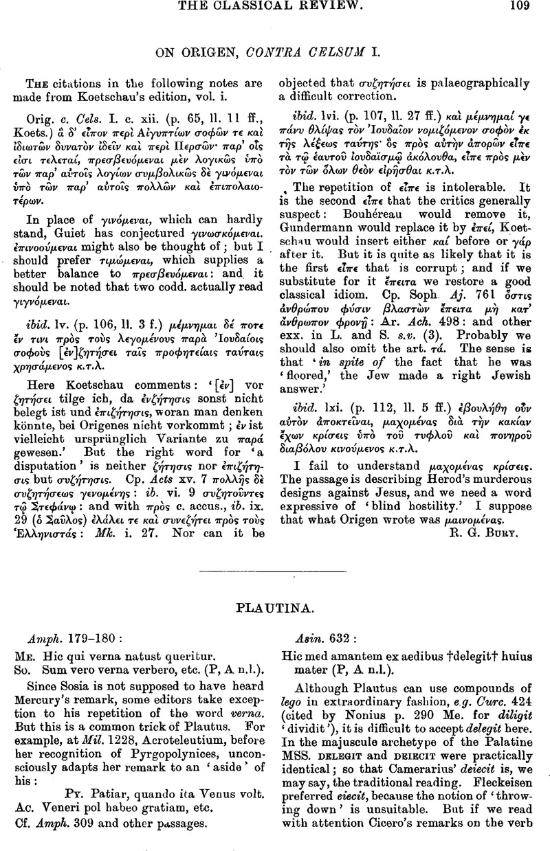 On Origen, Contra Celsum I | The Classical Review | Cambridge Core