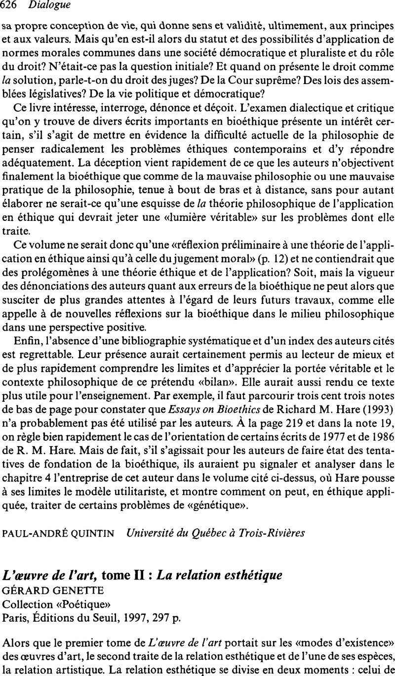 L'œuvre de l'art, tome II: La relation esthétiqueGérard Genette ...