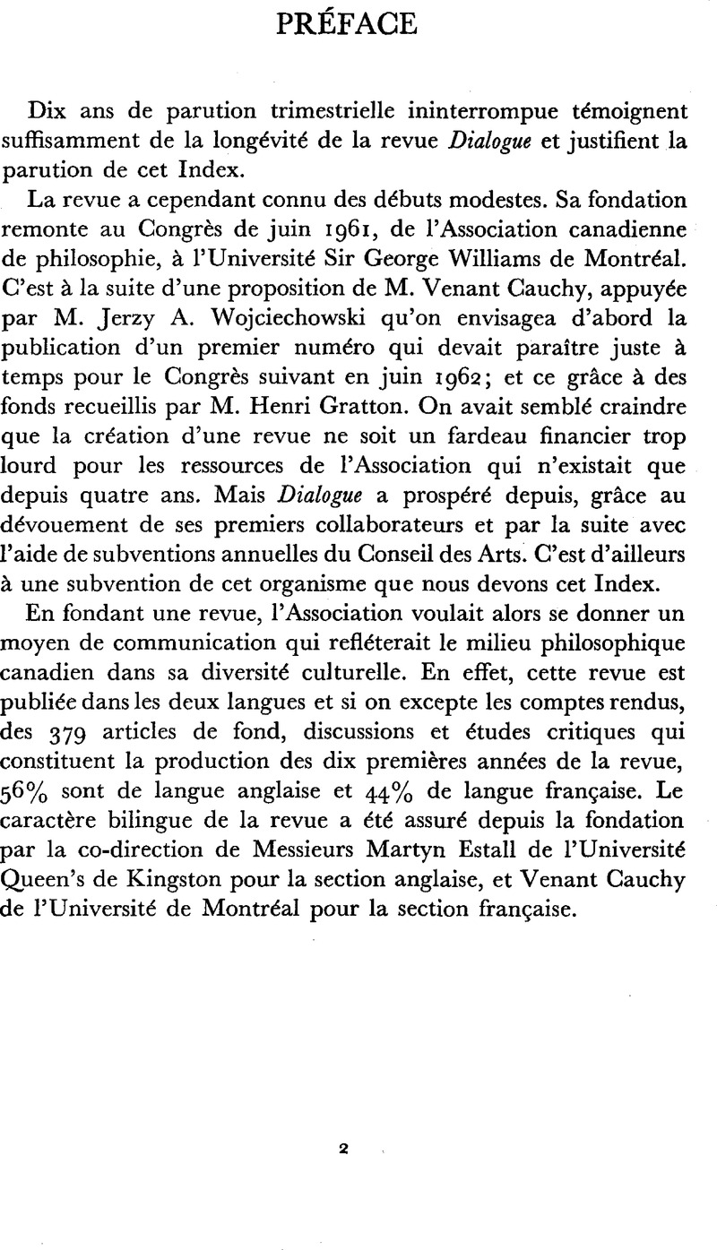 Préface-Preface | Dialogue: Canadian Philosophical Review / Revue ...