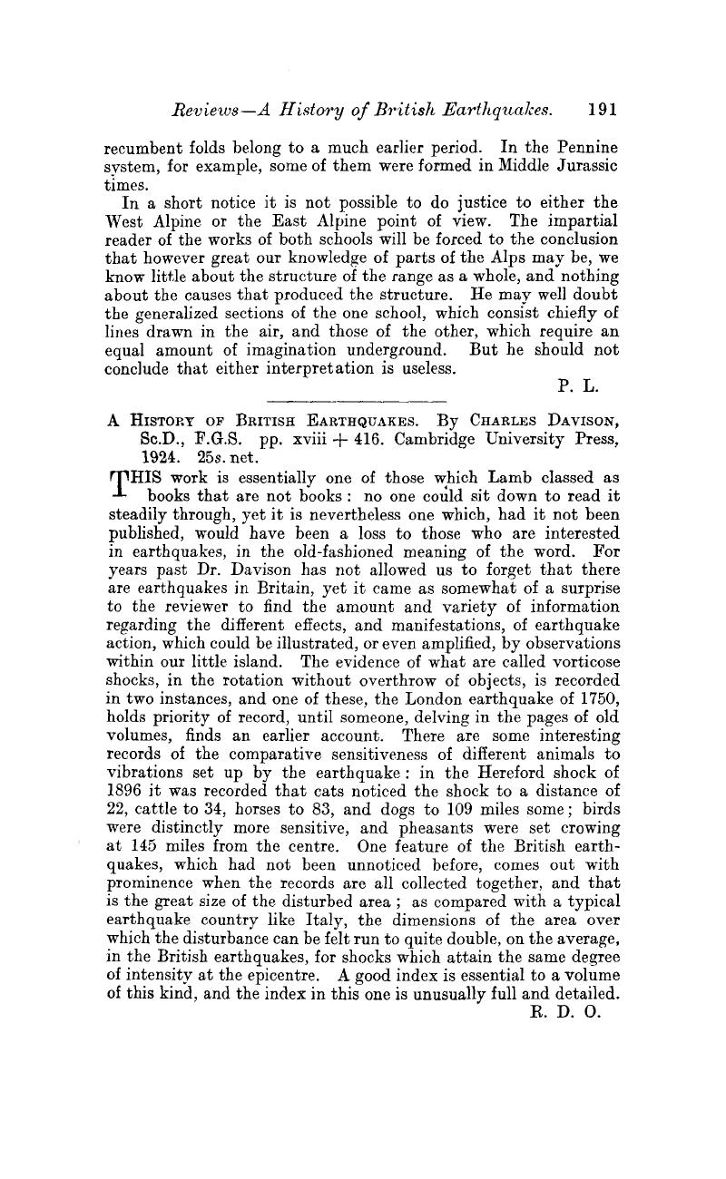 A History of British Earthquakes. By Charles Davison, Sc.D., F.G.S. pp ...