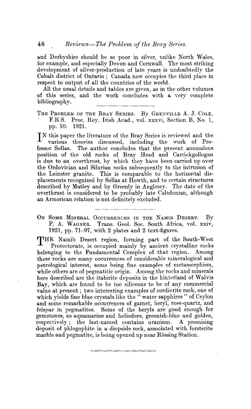 The Problem of the Bray Series. By Grenville A. J. Cole, F.R.S. Proc ...