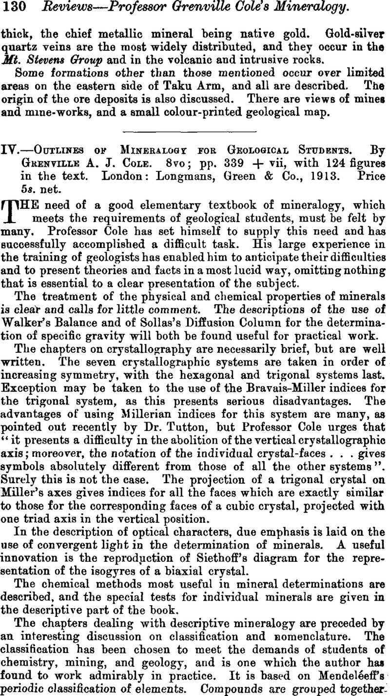 IV.—Outlines of Mineralogy For Geological Students. By Grenville A. J ...