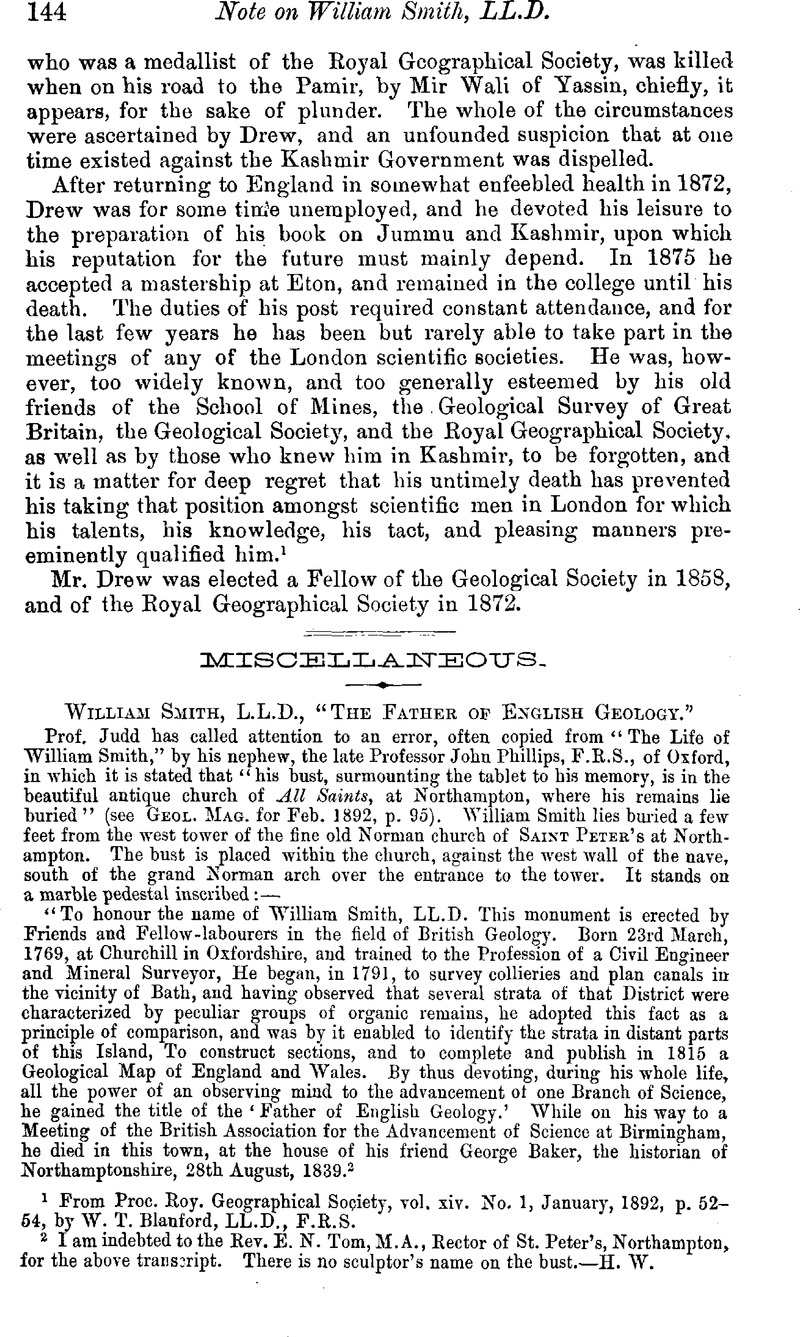 William Smith, L.L.D., “The Father of English Geology.” | Geological ...