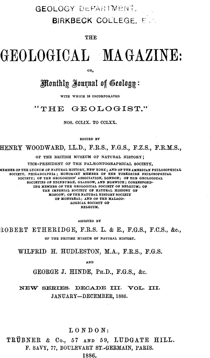 GEO volume 3 issue 7 Front matter | Geological Magazine | Cambridge Core
