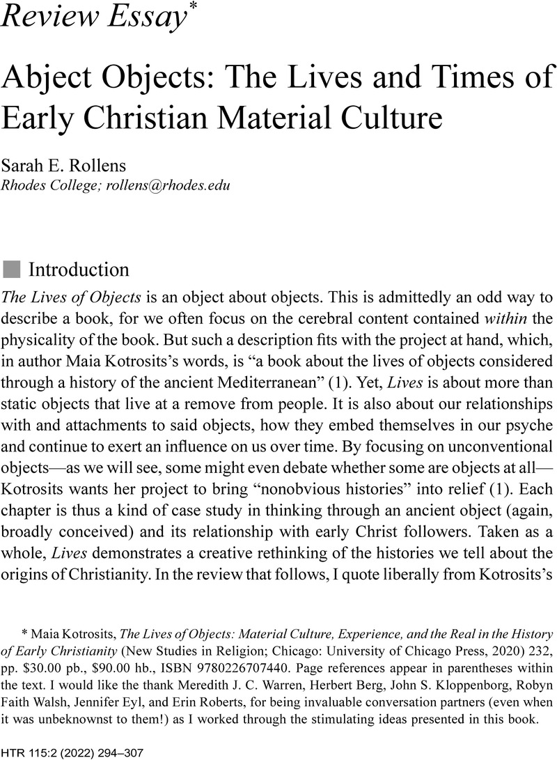 Abject Objects: The Lives and Times of Early Christian Material Culture ...