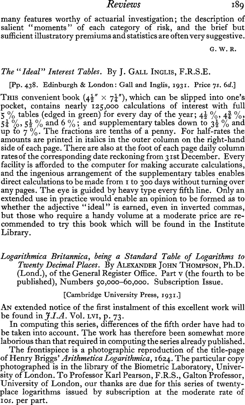 The “Ideal” Interest Tables. By J. Gall Inglis, F.R.S.E. [Pp. 438 ...