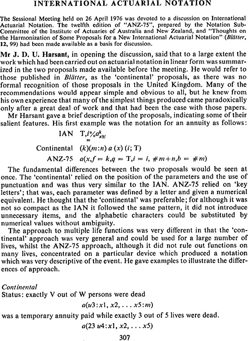 International actuarial notation | Journal of the Institute of ...