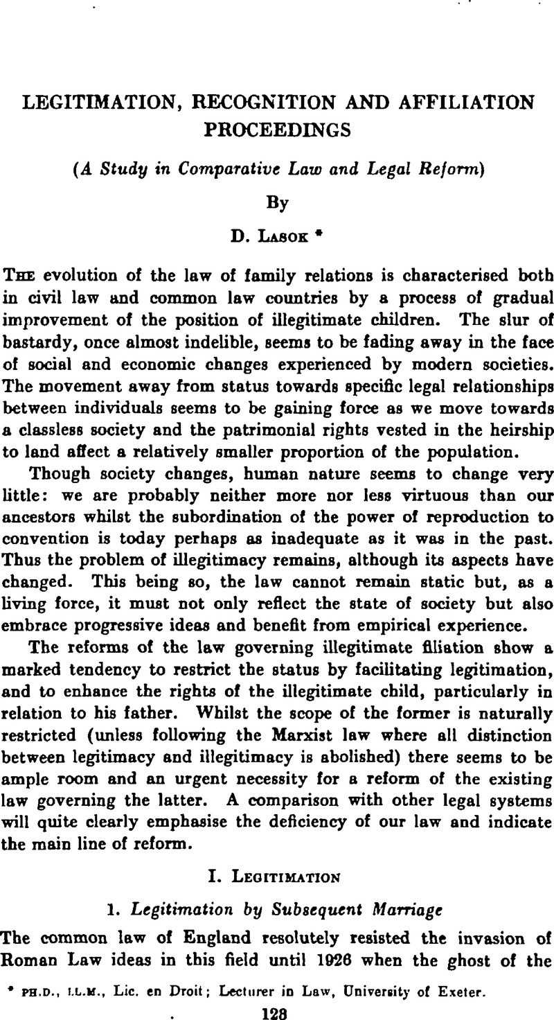 Legitimation, Recognition and Affiliation Proceedings | International ...