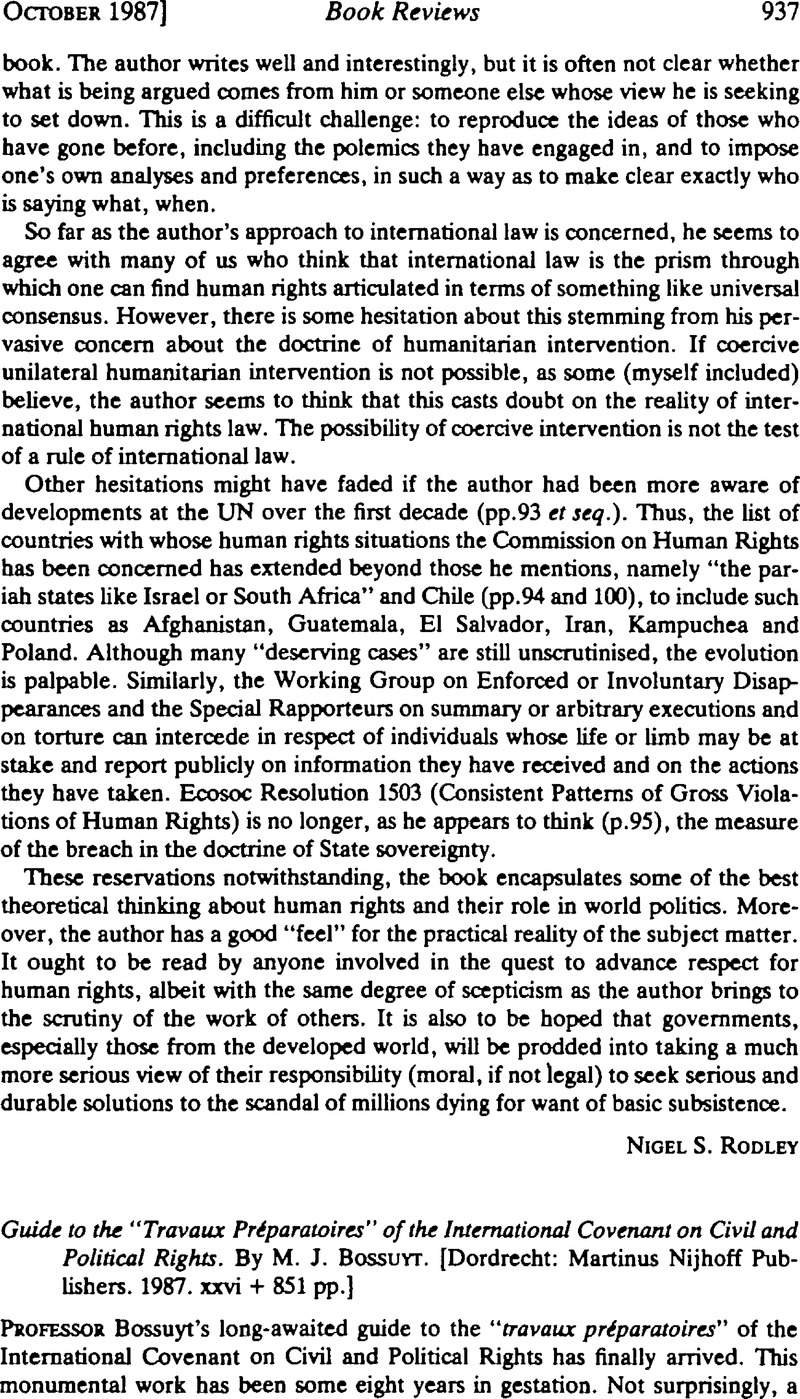 Guide to the “Travaux Préparatoires” of the International Covenant on ...