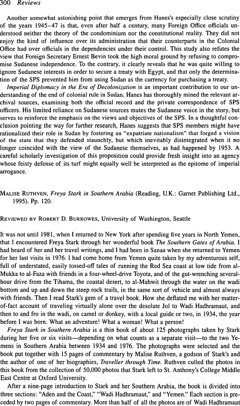 Malise Ruthven, Freya Stark in Southern Arabia (Reading, U.K.: Garnet ...