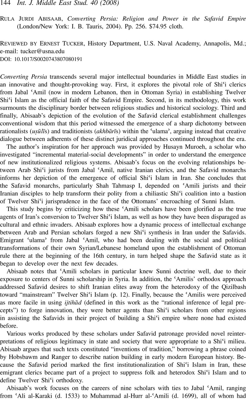 Rula Jurdi Abisaab, Converting Persia: Religion and Power in the ...
