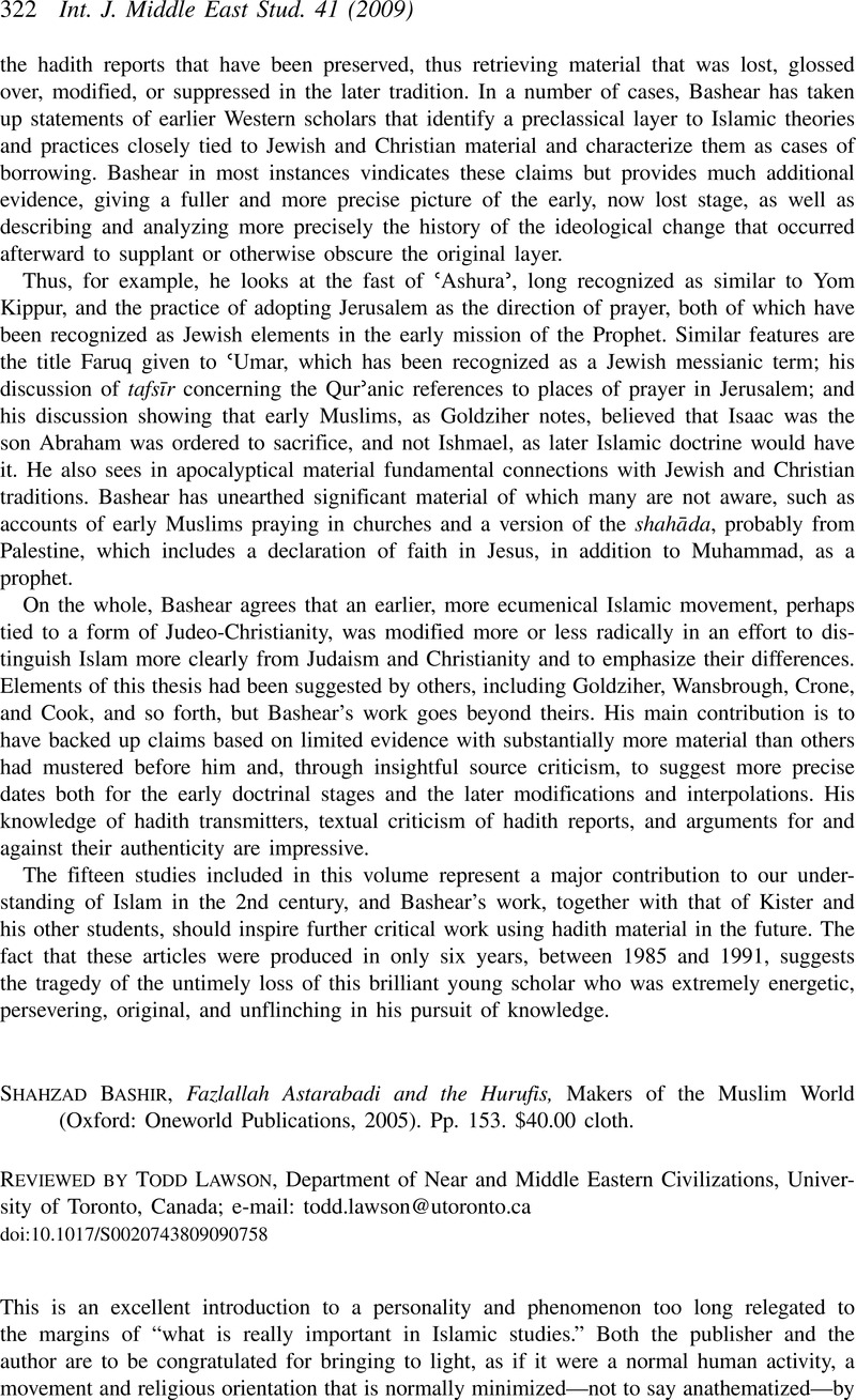 Shahzad Bashir, Fazlallah Astarabadi and the Hurufis, Makers of the ...