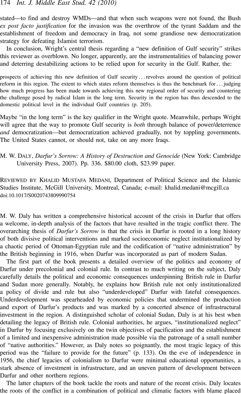 M. W. Daly, Darfur's Sorrow: A History of Destruction and Genocide (New ...
