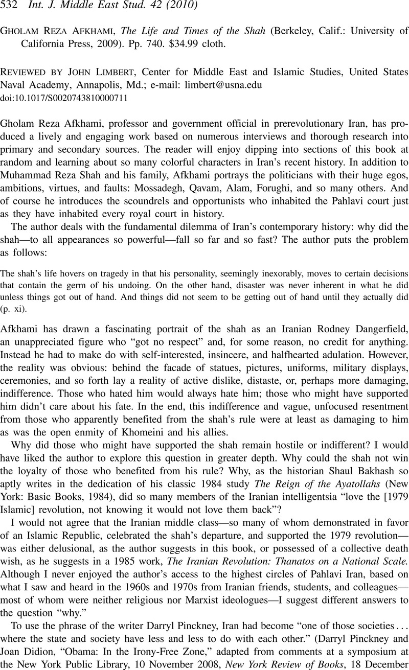 Gholam Reza Afkhami, The Life and Times of the Shah (Berkeley, Calif ...