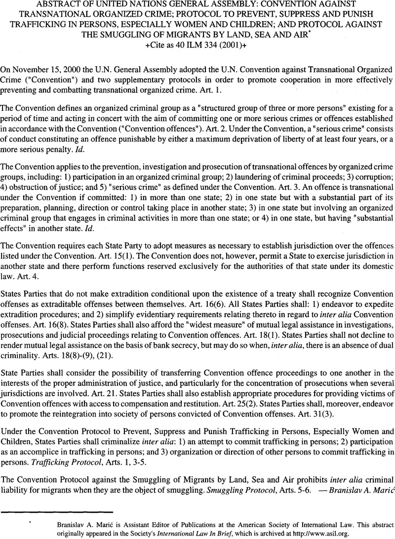 United Nations General Assembly: Convention Against Transnational ...