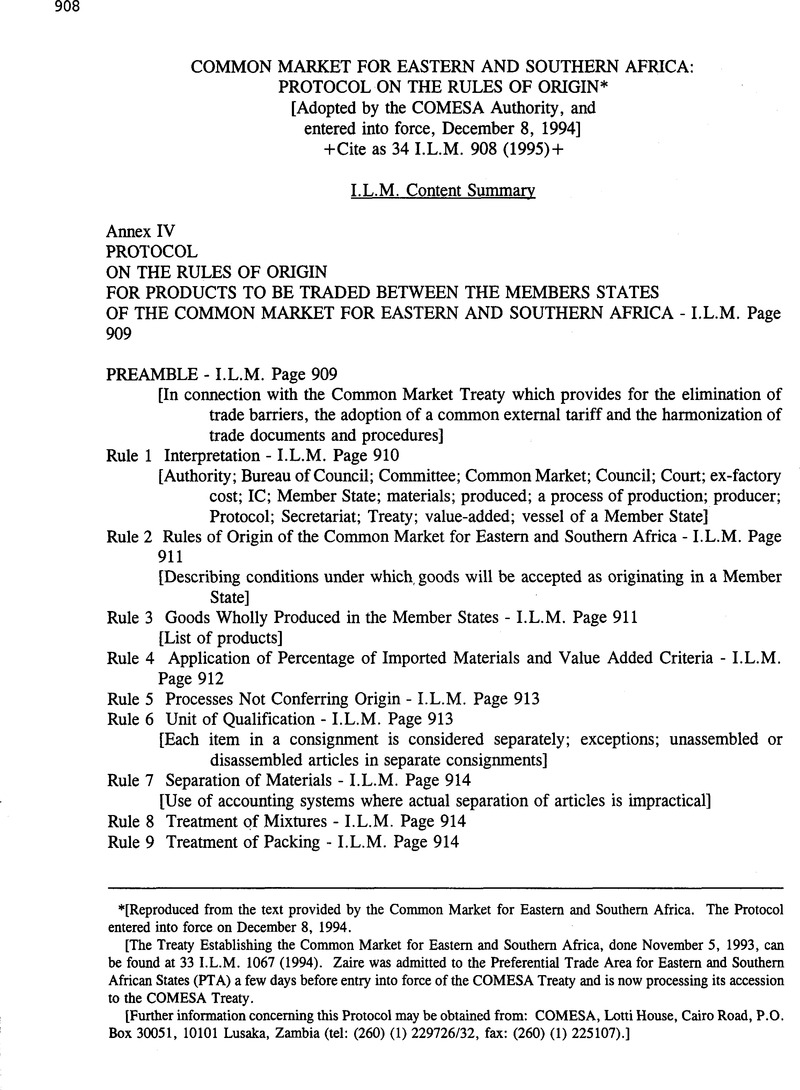 Common Market for Eastern and Southern Africa: Protocol on the Rules of ...