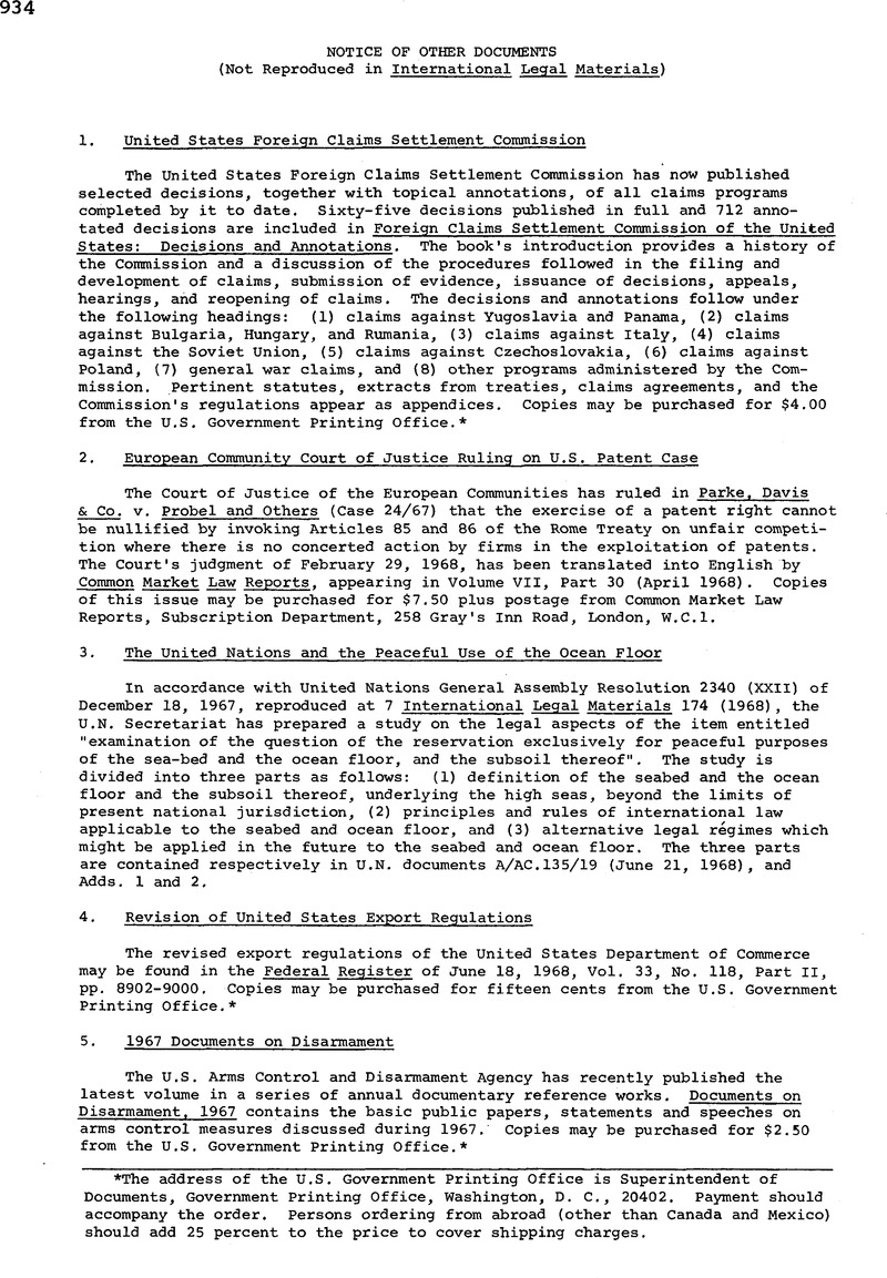 Notice of Other Documents | International Legal Materials | Cambridge Core