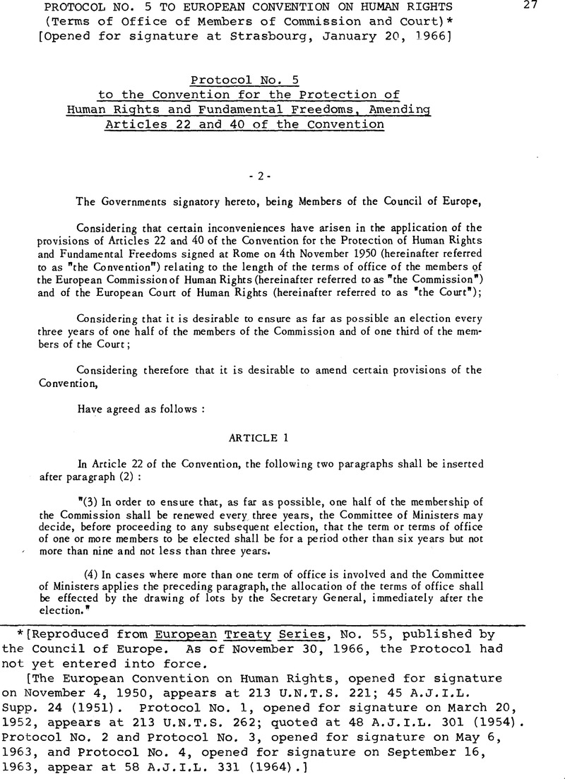 Protocol No. 5 to European Convention on Human Rights* | International ...