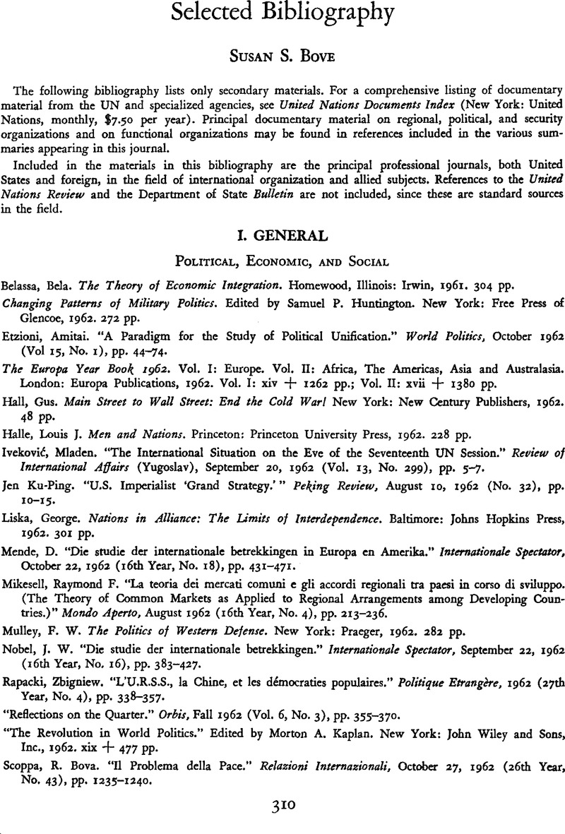 Selected Bibliography | International Organization | Cambridge Core