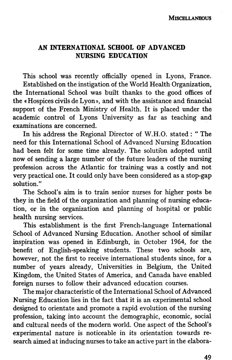 An International School of Advanced Nursing Education | International ...