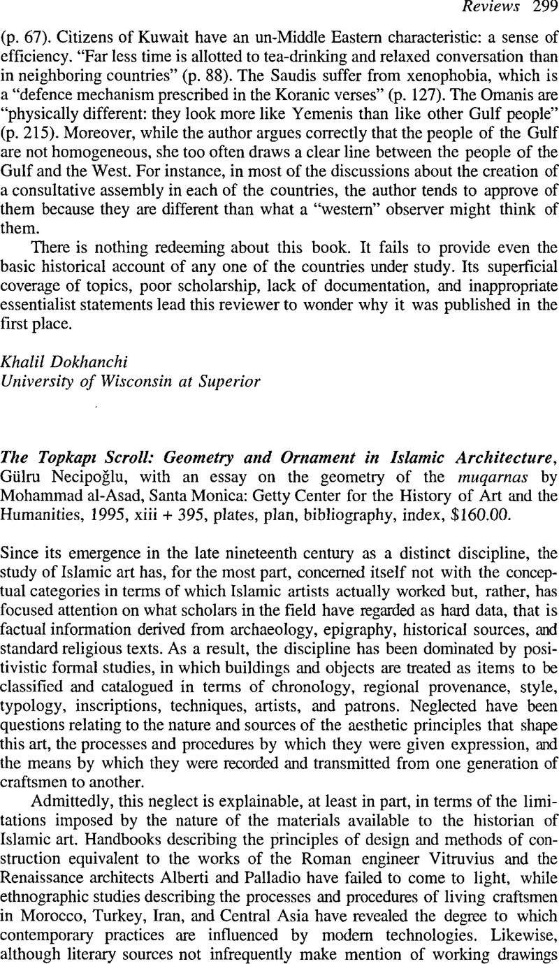 The Topkapi Scroll: Geometry and Ornament in Islamic Architecture ...