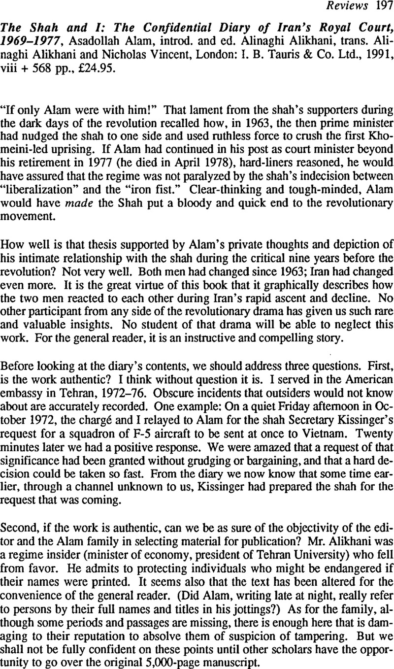 The Shah and I: The Confidential Diary of Iran's Royal Court, 1969–1977 ...