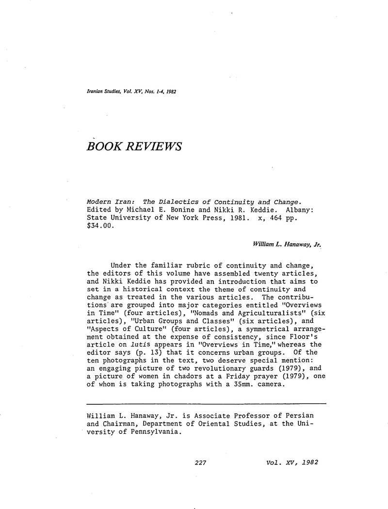 Modern Iran: The Dialectics of Continuity and Change, Edited by Michael ...