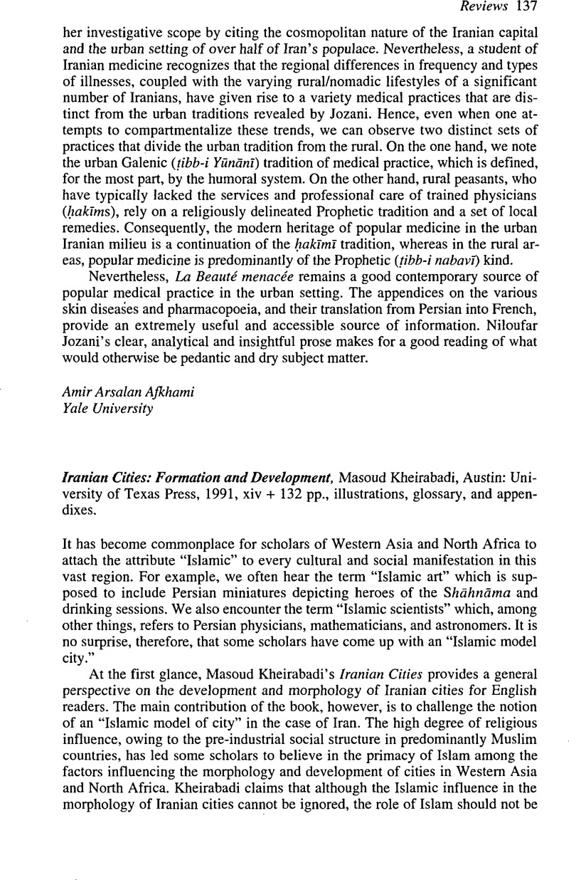 Iranian Cities: Formation and Development, Masoud Kheirabadi, Austin ...