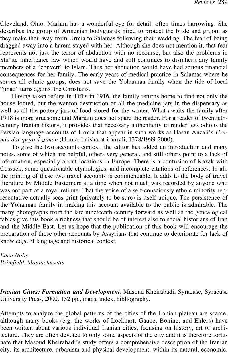 Iranian Cities: Formation and Development, Masoud Kheirabadi Syracuse ...