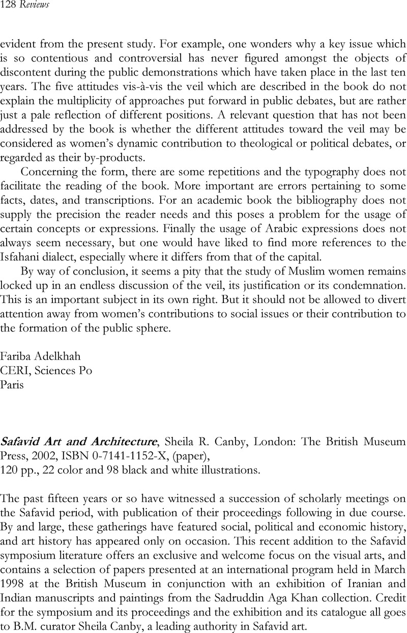 Safavid Art and Architecture, Sheila R. Canby, London: The British ...