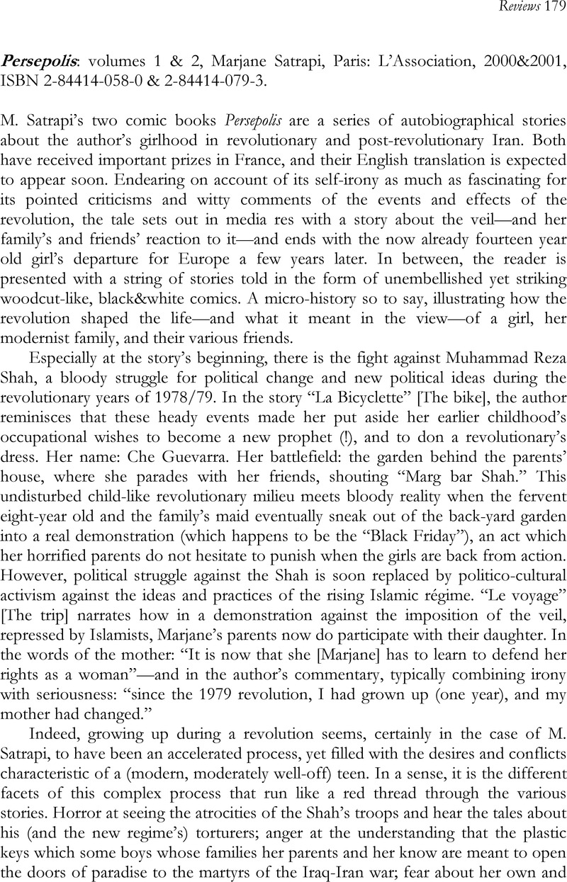Persepolis: volumes 1 & 2, Marjane Satrapi, Paris: L'Association, 2000 ...