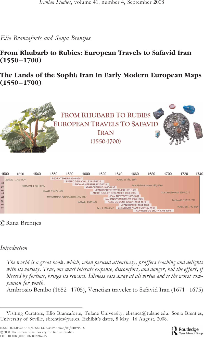 From Rhubarb to Rubies: European Travels to Safavid Iran (1550–1700 ...