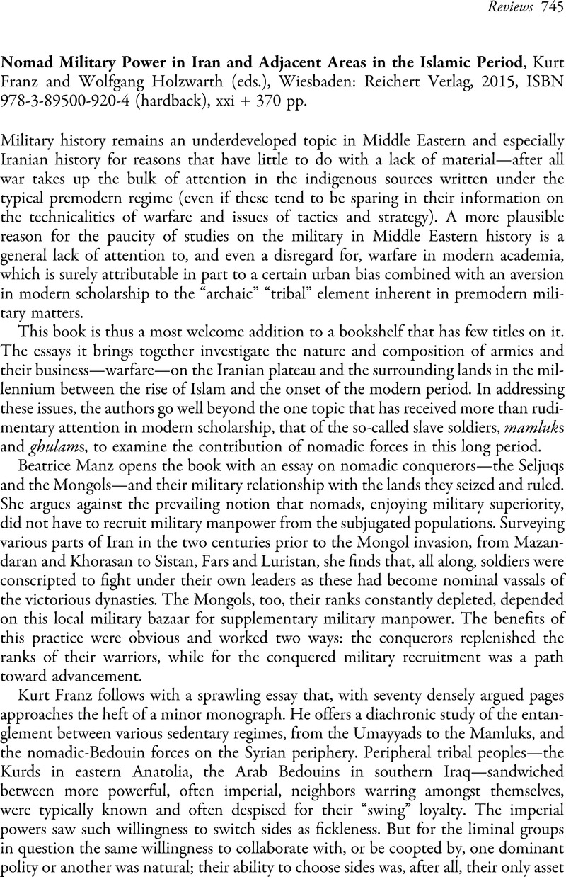 Nomad Military Power in Iran and Adjacent Areas in the Islamic Period ...