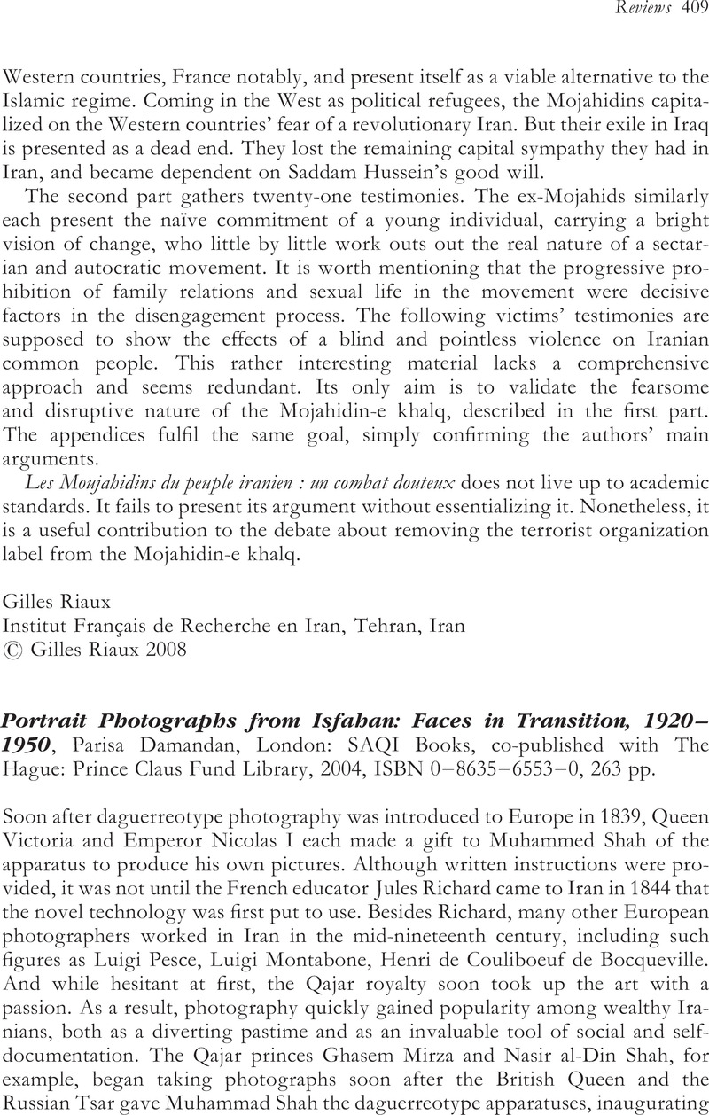 Portrait Photographs from Isfahan: Faces in Transition, 1920–1950 ...