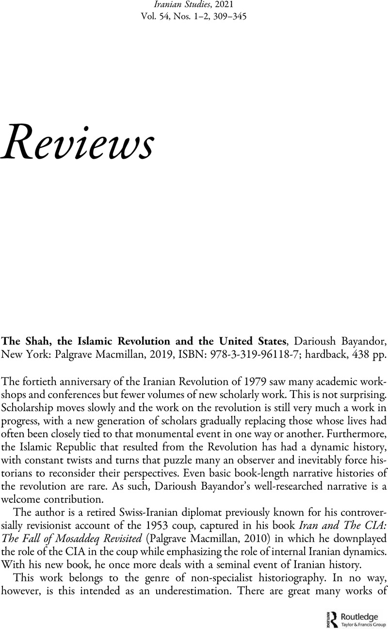 The Shah, the Islamic Revolution and the United States, Darioush ...