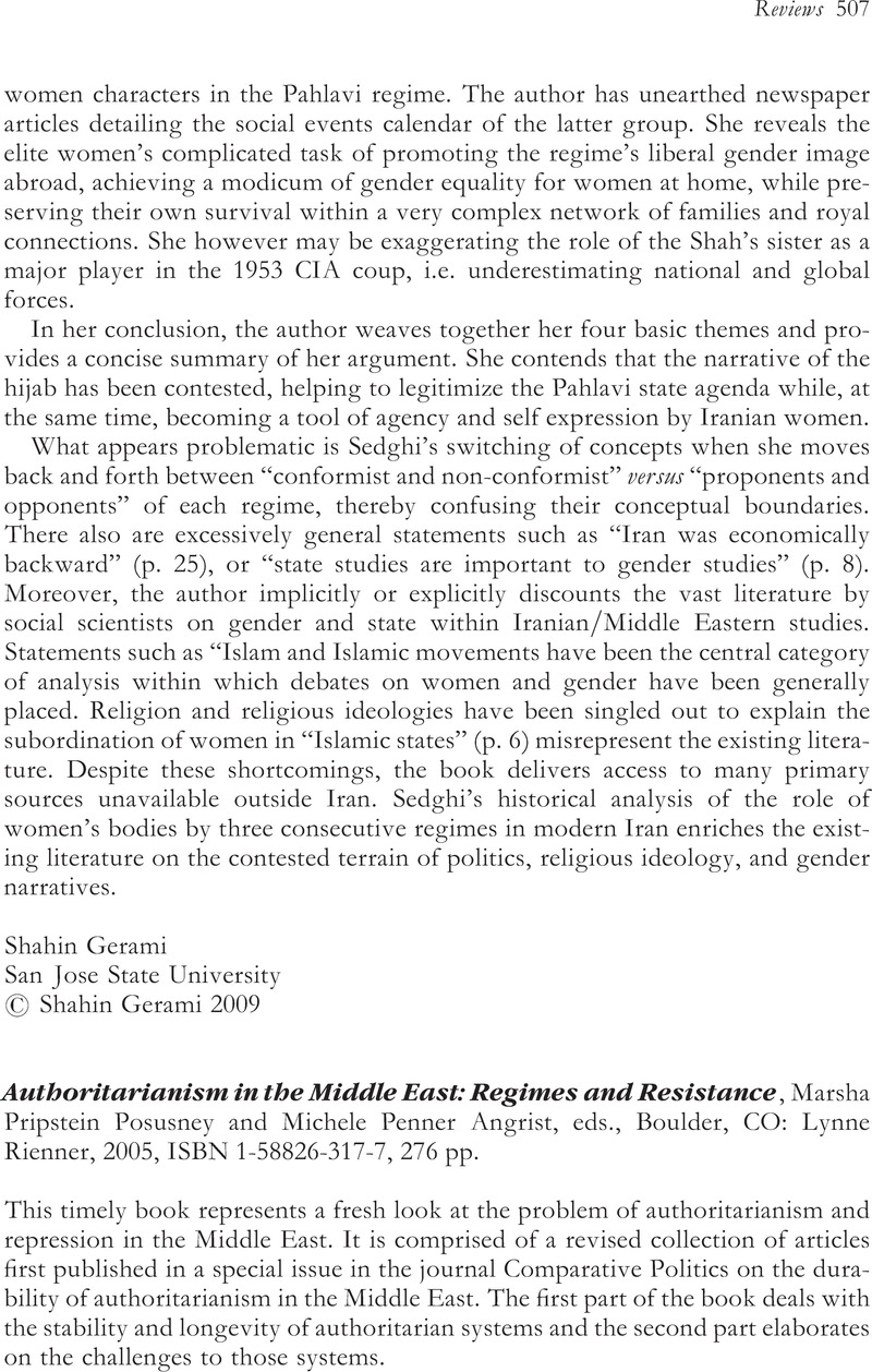 Authoritarianism in the Middle East: Regimes and Resistance, Marsha ...