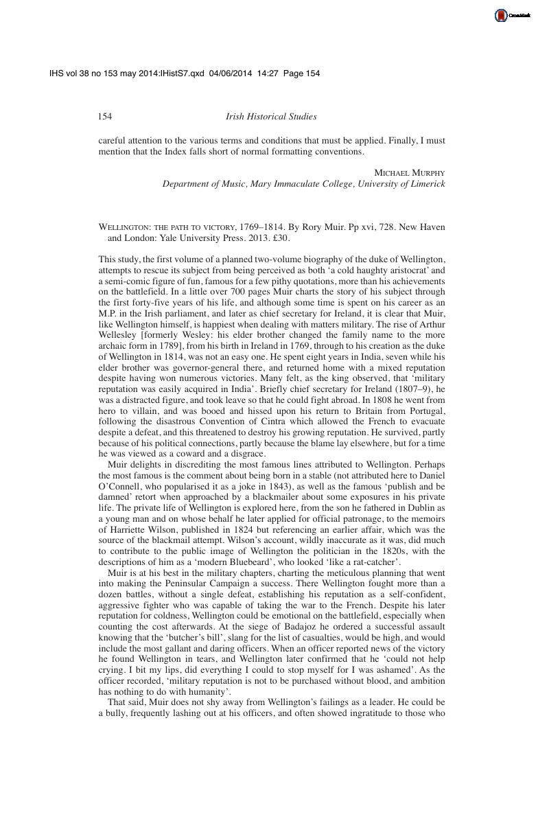 Wellington: the path to victory, 1769–1814. By Rory Muir. Pp xvi, 728 ...