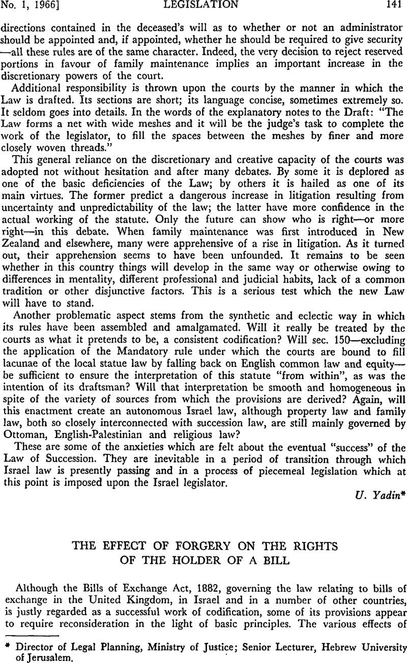 The Effect of Forgery on the Rights of the Holder of a Bill | Israel ...