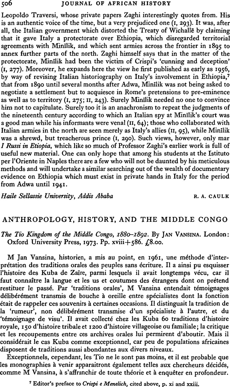 Anthropology, History, and the Middle Congo - The Tio Kingdom of the ...
