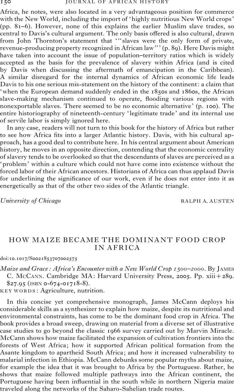 HOW MAIZE BECAME THE DOMINANT FOOD CROP IN AFRICA Maize and Grace ...