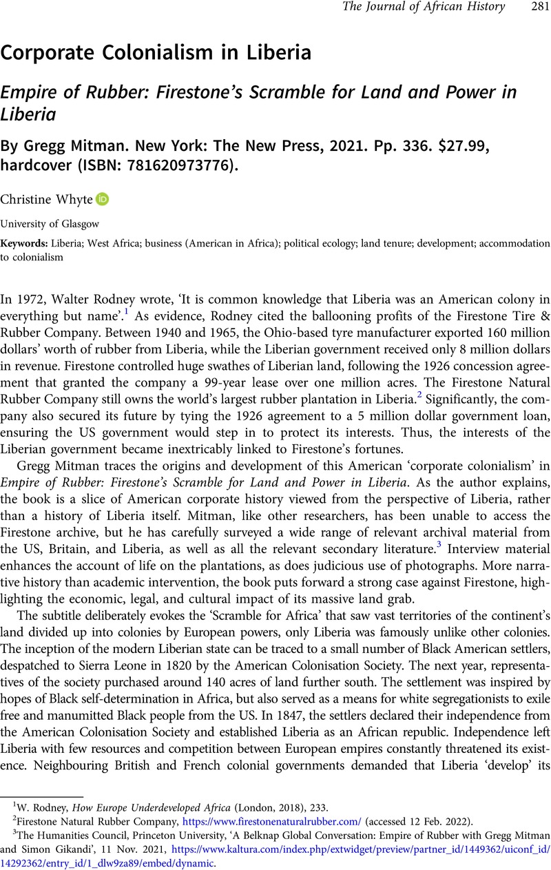 Corporate Colonialism in Liberia - Empire of Rubber: Firestone's ...