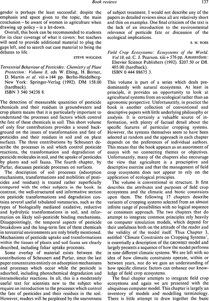 Field Crop Ecosystems: Ecosystems of the World. Vol 18, ed. C. J ...
