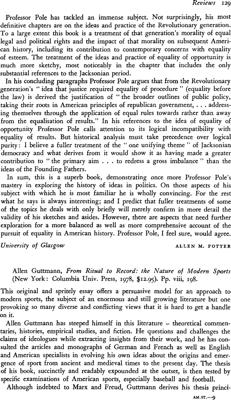 Allen Guttmann, From Ritual to Record: the Nature of Modern Sports (New ...