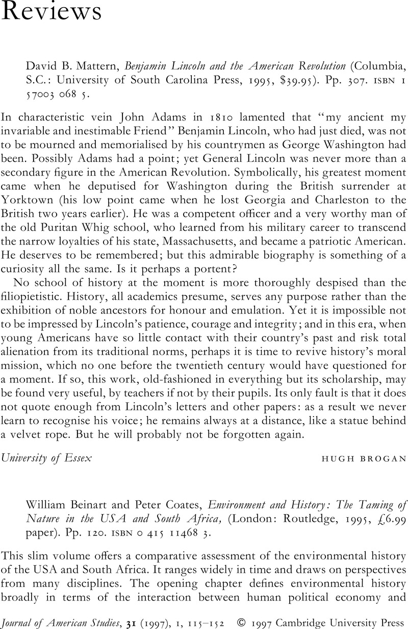 William Beinart and Peter Coates, Environment and History: The Taming ...
