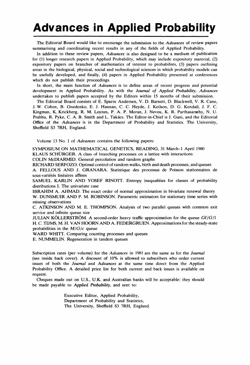 Advances in Applied Probability | Journal of Applied Probability ...