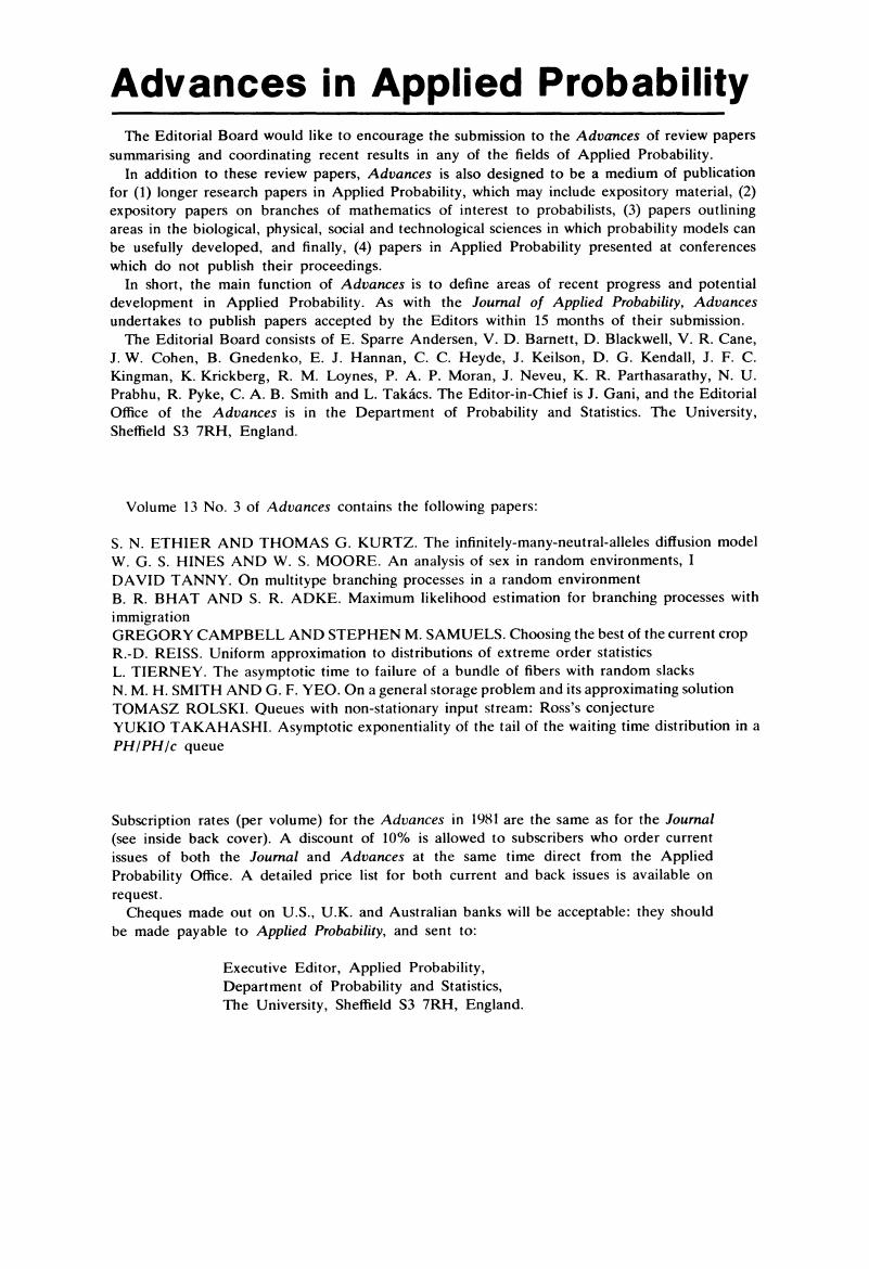 Advances in Applied Probability | Journal of Applied Probability ...